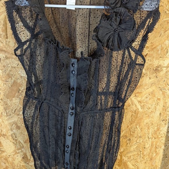 Nick & Mo | Tops | Nick Mo Black Sheer Camisole With Floral Accents ...